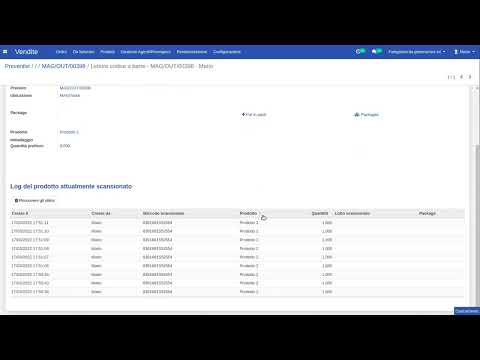 Smistare i prodotti in colli diversi, usando il lettore di codice a ...